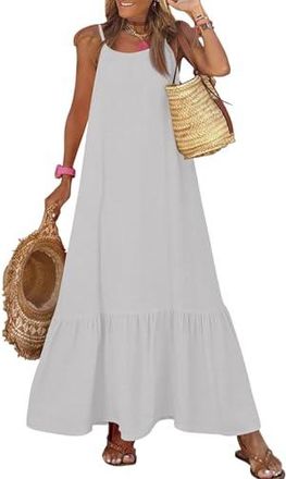 Generic Robe Femme Longue Robes Longues Femmes &Eacute;t&eacute; Chic Et Elegant pour Plage De Ete Fluide Dos Nu Style D&eacute;contract&eacute; 2XL