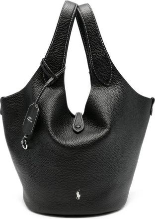 Ralph Lauren Logo-embroidered Pebbled-leather Tote Bag