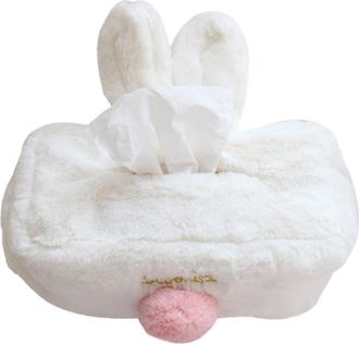 Cabilock Rabbit Ear Tissue Box Pl&uuml;sch Servietten Aufbewahrungsbox F&uuml;r Zuhause B&uuml;ro Und Wohnr&auml;ume Wei&szlig;es Rechteck Design Einfache Handhabung F&uuml;r Tissue-Spender
