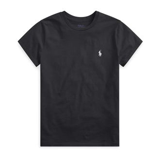 Ralph Lauren Schwarzes Baumwoll-T-Shirt mit gesticktem Pony - - Tops - Damen - Schwarzk - XS