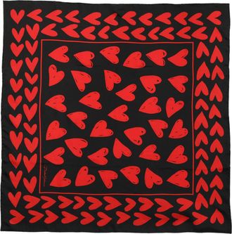 Dolce & Gabbana Silk Heart-Print Scarf - Black