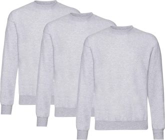 Fruit Of The Loom Herren Classic Set In Sweat, 3 Pack Sweatshirt, 3X Grau + 1 HL Kauf Notizblock, 4XL (3er Pack)