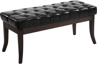 Clp Sitzbank Ramses Mit Polsterung Und Kunstlederbezug I Holzbank Mit 46 cm Sitzh&ouml;he, Farbe:schwarz, Gr&ouml;&szlig;e:100 cm