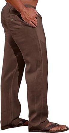 Generic Pantalon Coton Lin Homme D&eacute;contract&eacute; Fluide Pants De Plage &Eacute;t&eacute; Coton en Lin L&eacute;ger Respirant Yoga Jogging Pantalons Jambe Large en D&eacute;contract&eacute; Pantalon