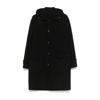 Eleventy Herrenwollmantel mit abnehmbarer Kapuze - - Coats - Herren - Schwarzk - L