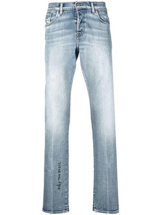Diesel jean droit &agrave; effet d&eacute;lav&eacute; - Bleu
