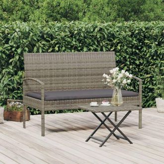 vidaXL Gartenbank mit Kissen Grau 105 cm Poly Rattan vidaXL