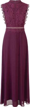Apart Fashion APART Abendkleid mit Spitze und transparentem R&uuml;ckenteil, dunkel lila, 44