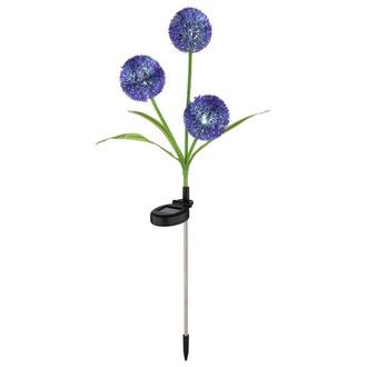 Globo Lighting Au&szlig;enleuchte Gartendeko LED Solarlampe Pusteblume Erdspie&szlig; Terrassenlampe, Edelstahl Kunststoff, neutralwei&szlig;, DxH 23x75 cm, Farbe:Lila