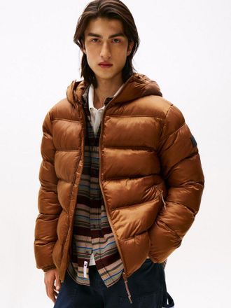 Tommy Jeans Steppjacke HOODED LOGO PUFFER Winterjacke Steppjacke W Regular fit mit Rundhalsausschnitt