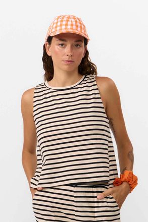 Suite13lab Damen vegan Top Sil Stripes Schwarz