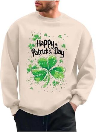 Generic Pull pour homme et femme avec breloque porte-bonheur amusante pour la Saint-Patrick Vert irlandais D&eacute;fil&eacute; Tenue Tr&egrave;fle Imprim&eacute; Vintage Jumper Tops, ka