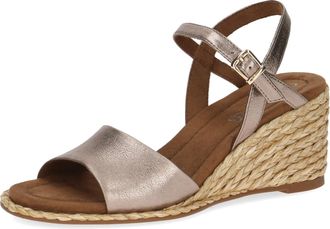 Caprice Damen Sandalen mit Absatz aus Leder mit Riemchen, Beige (Taupe Metallic), 40 EU