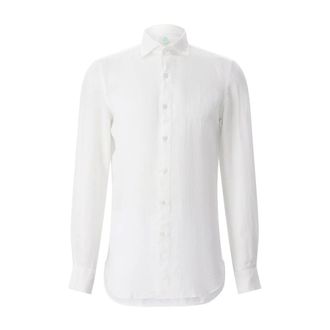 Finamore Homme, Chemises, Blanc, Taille: M Linen Shirt