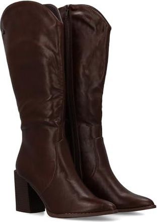 Shoes & Blues Bottines à talons pour femme avec imprimé uni, design moderne à bout fin, fermeture à glissière. Idéal pour lhiver automne., marron, 41 EU