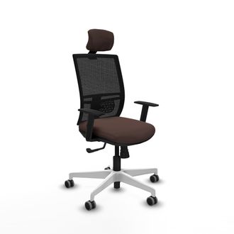 Piqueras y Crespo 1D-Armlehnen, h&ouml;henverstellbare Lendenwirbelst&uuml;tze und h&ouml;henverstellbares Kopfteil, ausgestattet mit 4 Positionen und Schneideschaum, Schwarz/Dunkelbr