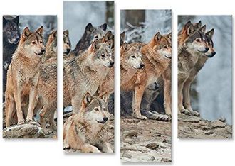Islandburner Tableau Tableaux la Neige des Loups de Meute Cadre sur Toile Impression Photo Affiches