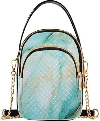 Mnsruu Sac à bandoulière pour femme - Marbre bleu fluide, doré - Petit sac à bandoulière avec sangle réglable