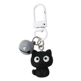 Generico Resin Cat Keychain Key Ring - Black White Cat Keyring Backpack Pendant, Eye Catching Versatile Bag Charm Accessory | School Bags Backpacks Car Keys De