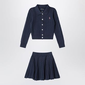Polo Ralph Lauren Polo-Cardigan und blauer Baumwollrock-Set