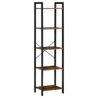 HOMCOM B&uuml;cherregal Industrial Style H154 cm 5 Regalb&ouml;den Stahl Schwarz Spanplatte Altholzoptik