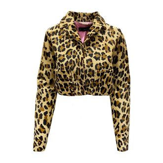 Dsquared2 Veste Courte en Poil de Veau Imprim&eacute; L&eacute;opard - Femme - Vestes - Brun - Taille: 44 FR