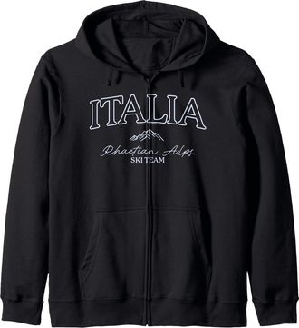 Trendy Apparel Italia Rhaetian Alps Ski Team Line Art Kapuzenjacke