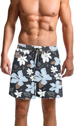 Generic Short de bain hawaïen pour homme - Short de voyage pour homme - Imprimé fantaisie - Short de vacances tropicales - Short de bain de soleil pour la pla