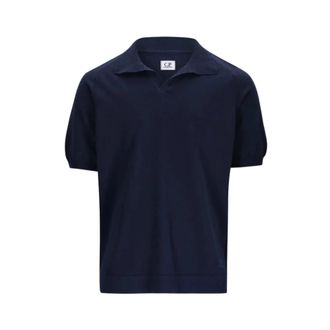 C.P. Company C.p. Company, Homme, Tops, Bleu, Taille: M Polo &agrave; Manches Courtes et Col en V