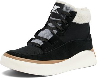 Sorel Damen Out About 4 Mid Wp Sneaker, Black Sea Salt, 36.5 EU