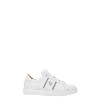 Philipp Plein Femme, Chaussures, Blanc, Taille: 37 EU Leather Lo-Top Baskets Studs