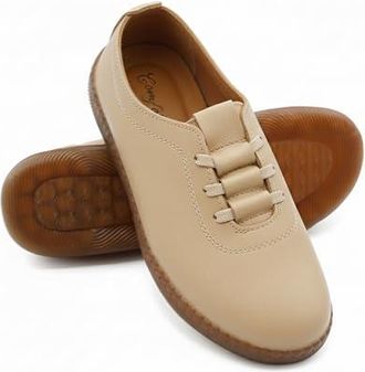 Zerimar Chaussures &agrave; Lacets pour Femme - Mod&egrave;le &eacute;l&eacute;gant et Confortable - Style raffin&eacute; et Grand Confort - Beige, Pointure 36