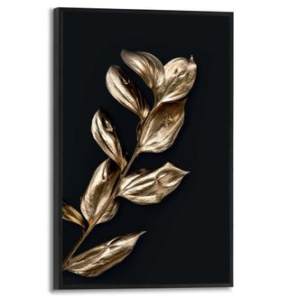 Reinders Gerahmtes Bild, Kleine Bl&auml;tter, Wohnzimmer, Bilder, Wanddeko, Room Decor, MDF, Gold, 30 x 20