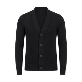 Paolo Pecora Texturierter Baumwollcardigan - - Knitwear - Herren - Schwarzk - XL
