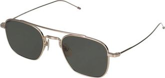 Thom Browne unisex, Accessoires, Gris, Taille: 50 MM Titanium Squared Aviator Lunettes de soleil