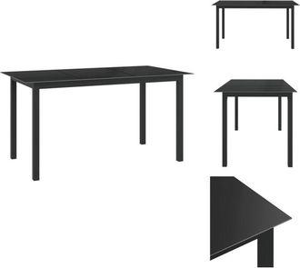 vidaXL Gartentisch Schwarz 150x90x74 cm Aluminium und Glas - Gartentisch - Aluminiumtisch - Glasstisch - Outdoortisch - Terrassenm&ouml;bel