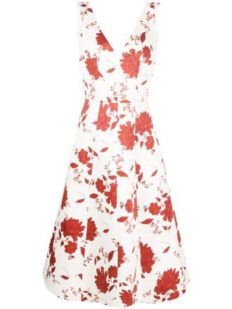 Emilia Wickstead Midikleid mit Print - Nude