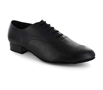 Minitoo Chaussures de danse latine en cuir à bout rond pour homme/garçon JF350501, Noir, 42 2/3 EU
