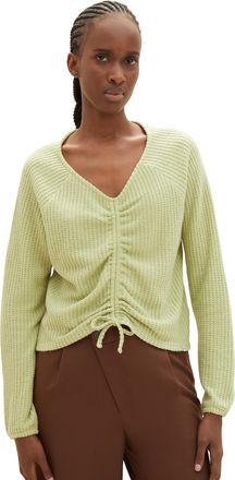 Tom Tailor Damen 1038383 T-Shirt mit Bindedetail & Raffung, 32256-dusty pear Green, S