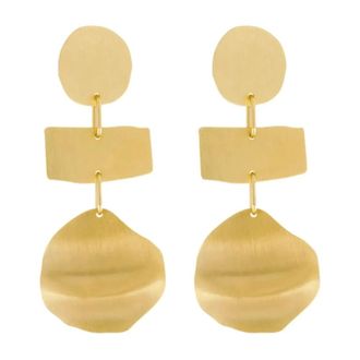 Dansk Copenhagen Femme, Accessoires, Jaune, Taille: ONE Size Boucles doreilles plaquées or rayées en déclaration