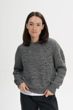 Mela Damen vegan Rippstrickpullover Adah Black Pepper Speckles