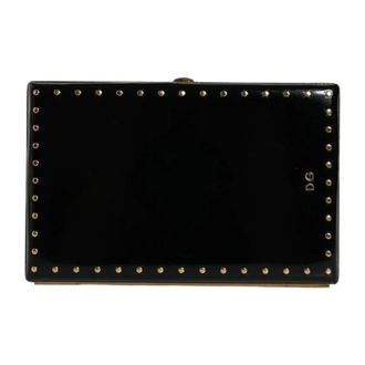 Dolce & Gabbana Nieten Goldrahmen Schwarze Lederclutch - - Bags - Damen - Schwarzk - ONE SIZE