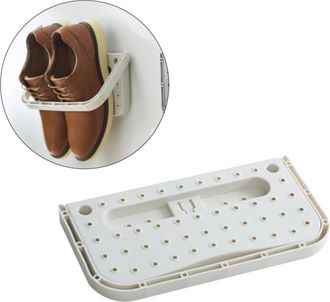 Lurrose 2 Stück Wandmontierte Schuhregale aus Robustem PP Selbstklebend und Platzsparend für Badezimmer und Flur Staubdicht Weiß als Praktischer Schuhhalter f