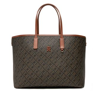 Tommy Hilfiger Handtasche Tommy Hilfiger Th Monoplay Leather Tote AW0AW17416 Schwarz