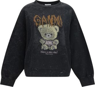 Ganni Isoli Forest Teddy Sweatshirt - - Sweatshirts & Hoodies - Damen - Schwarzk - XS