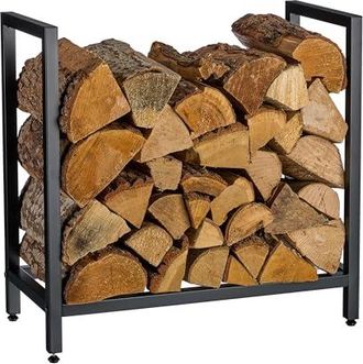 Relaxdays Kaminholzregal, Metall, HBT: 62,5 x 65 x 30,5 cm, Brennholzregal f&uuml;r Feuerholz, Stapelholz, Brennholz, schwarz
