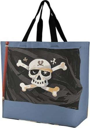Generic Drapeaux De Pirates Sac Cabas L&eacute;ger Tote Bag Grand Sac A Main Femmes Pour Plage Travail Gym
