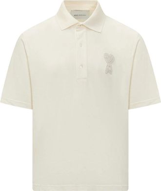 Ami Homme, Tops, Blanc, Taille: L De Coeur Polo en Piqu&eacute; de Coton