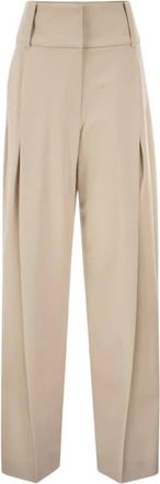 Sportmax Femme, Pantalons, Beige, Taille: 36 FR Pantalon large