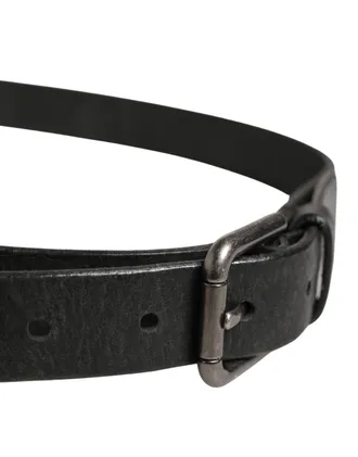 Dolce & Gabbana Men Black Calfskin Leather Metal Buckle Belt Calf